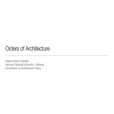 Architecture Orders Architecture Orders | PDF