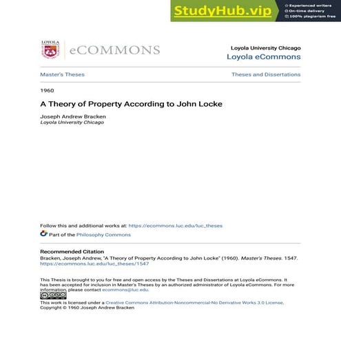 A Theory Of Property According To John Locke | PDF