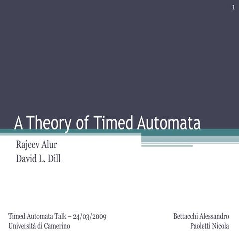 A theory of timed automata | PPT