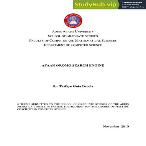 A Thesis Submitted To The School Of Graduate Studies Of Addis Ababa ...