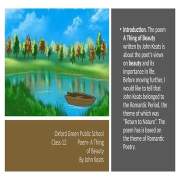 english project (1).pdf for class 12 on a thing of beautytopic | PDF