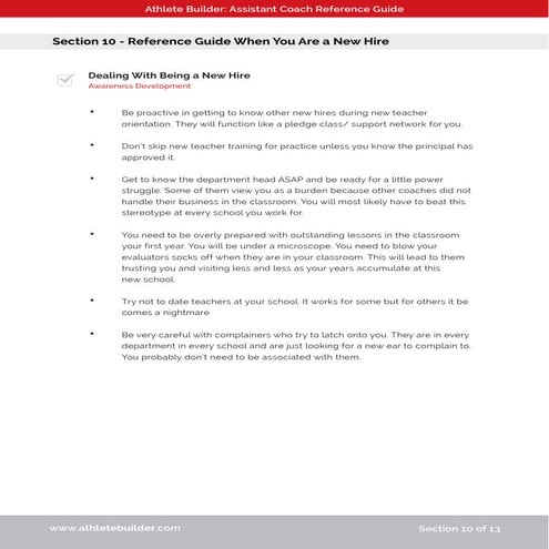 Athlete Builder Assistant Coach Reference Guide -Section 10 | PDF