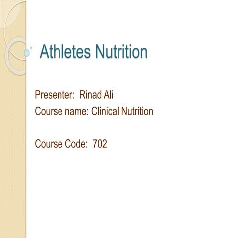 Athletes nutrition | PPTX