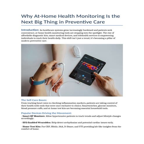 At Home Health Monitoring Is The Next Big Thing | DOCX
