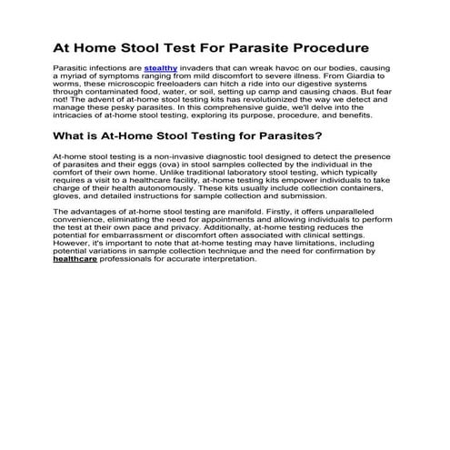 At Home Stool Test For Parasite Procedure.docx