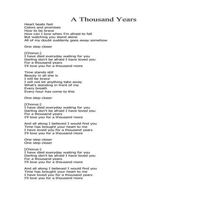 A thousand years Lyrics