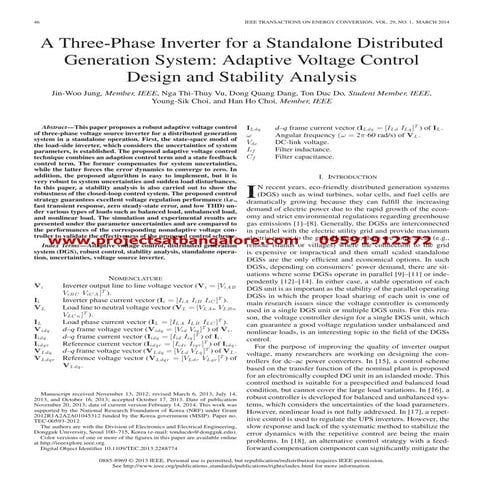 A Three-Phase Inverter for a Standalone Distributed Generation System: Adaptive Voltage Control ...