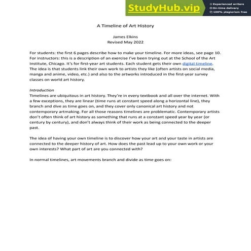 A Timeline Of Art History For Teaching Art Students | PDF