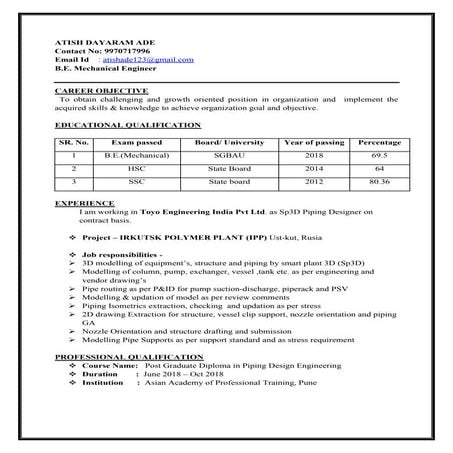 Atish ade resume | PDF