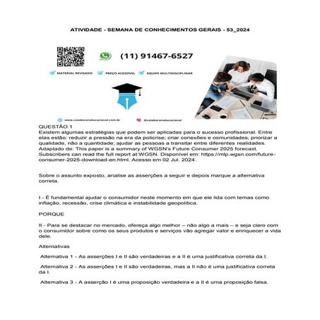 ATIVIDADE - SEMANA DE CONHECIMENTOS GERAIS - 53-2024 | PDF