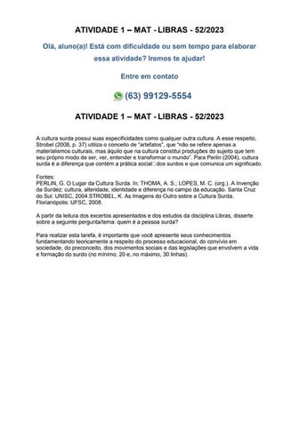 ATIVIDADE 1 – MAT - LIBRAS - 52 2023 | PDF