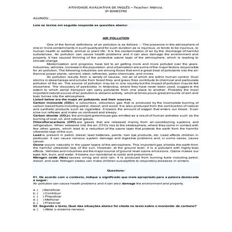 Google Classroom Pollution Assignment | PDF