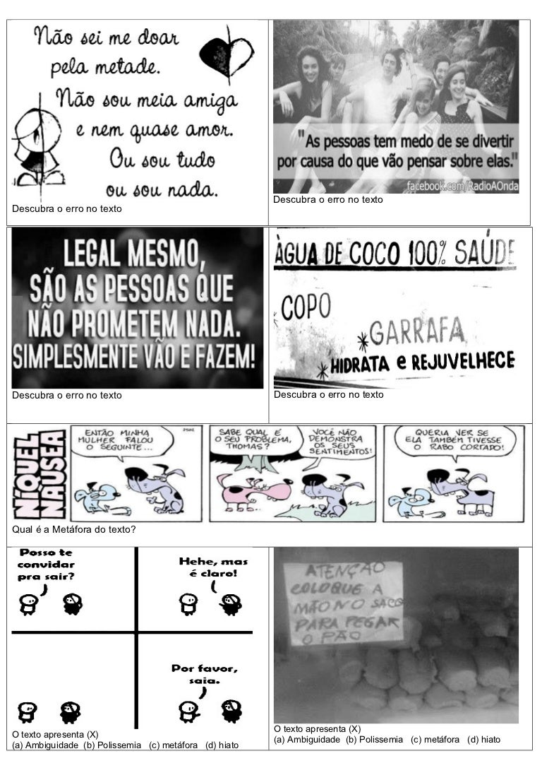 Atividade portugues descubra o erro no texto Atividade portugues descubra o erro no texto
