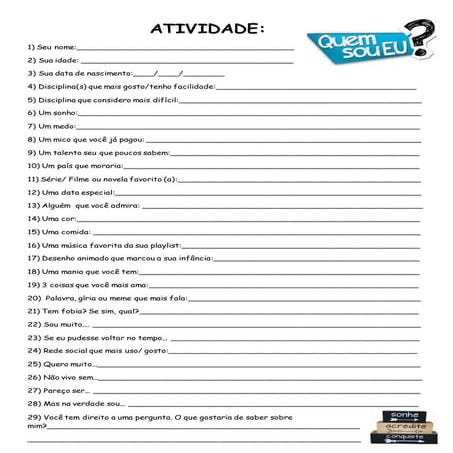 Atividade quem sou eu | DOCX