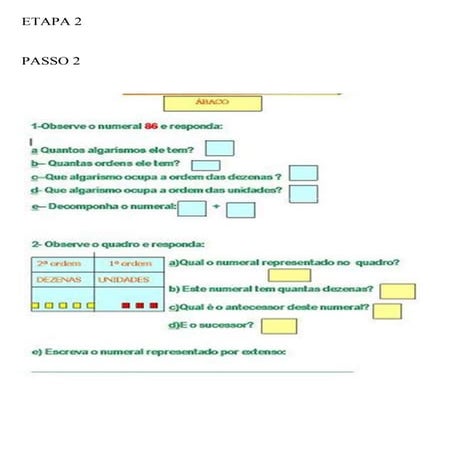 Atividades com ábaco | DOCX