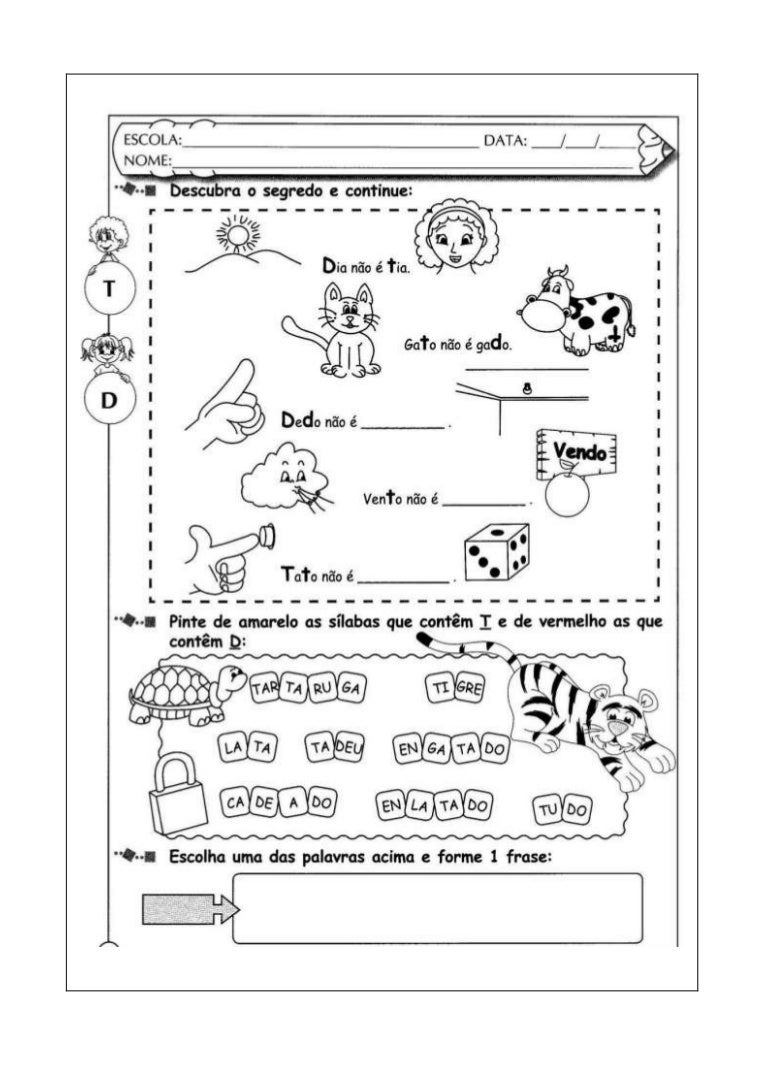 Atividades de ortografia t d