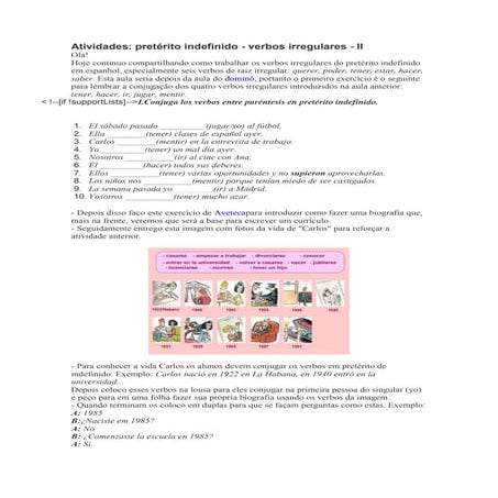 Atividades preterito indefinido | DOCX