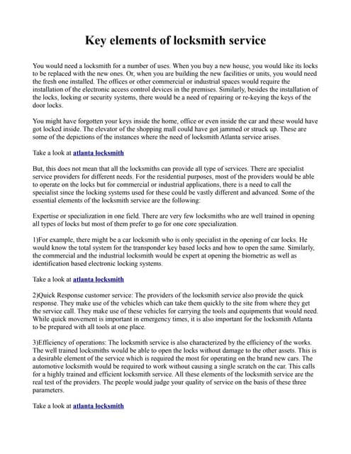 Locksmith services importance | DOCX