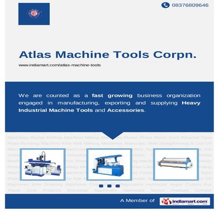 Atlas Machine Tools Corpn., Ludhiana, Industrial Machines | PDF