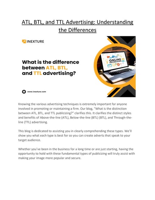 What are ATL and BTL activities? | PDF | Advertising Industry | Industries