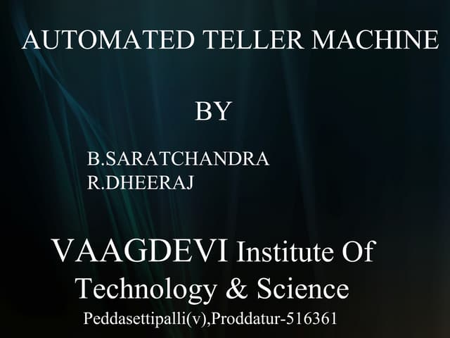 Case Study of ATM Processing System using UML Diagram | PPTX