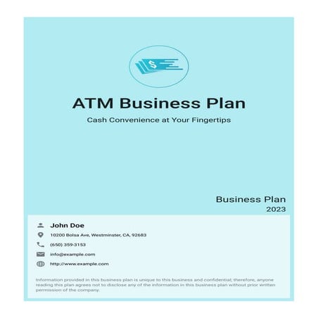 ATM Business Plan Example Template | PDF