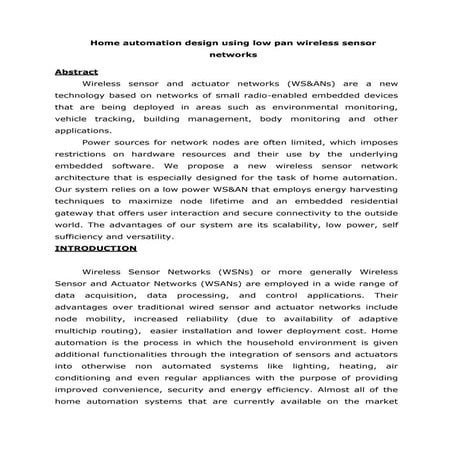 Atm11 home automation design using low pan wireless sensor networks | PDF