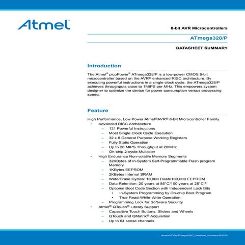 Atmel 42735-8-bit-avr-microcontroller-a tmega328-328-p_summary | PDF | Operating Systems ...