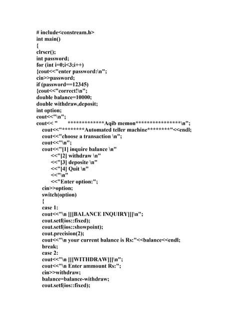 Atm Machine Using C Pdf 6219
