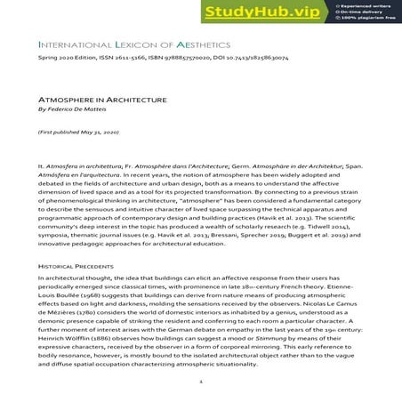 Atmosphere In Architecture | PDF