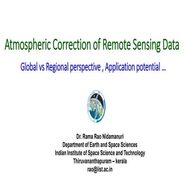 Atmospheric Correction Of Remote Sensing Data Ramarao Pptx Weather Science