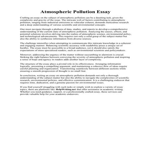 Atmospheric Pollution Essay. Essay on Pollution due to Urbanisation for ...