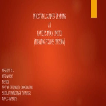 Summer training ppt in Havells India Ltd. | PPTX