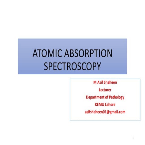 Atomic Absorption Spectroscopy History Atomization Techniques And Instrumentation Of Aas Pptx