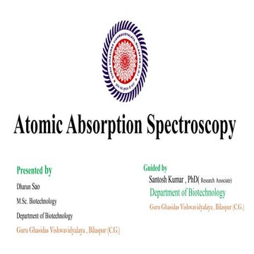 Atomic Absorption Spectroscopy Principles Techniques And