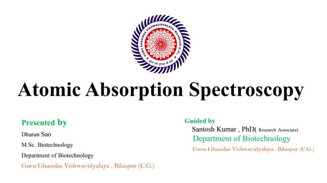 Atomic Absorption Spectroscopy Principles Techniques And