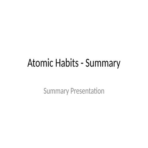 Atomic Habits Book Summary key point presentation | PPTX