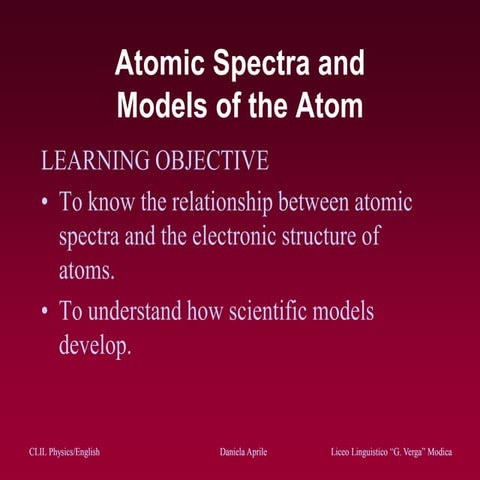 Atomic Spectraandmodels Ppt