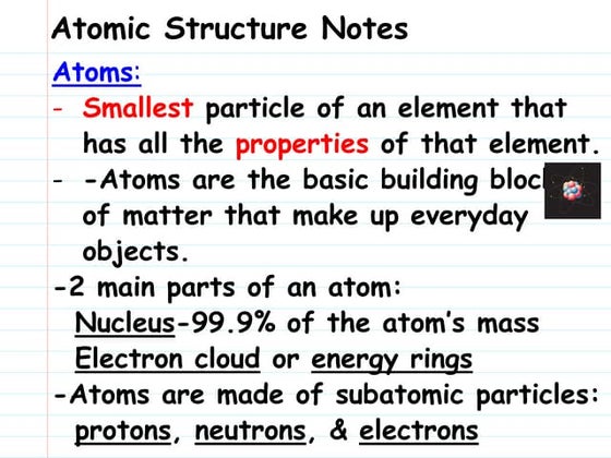 Atomic Structure- Lesson for Grade 7 students | PPTX | Chemistry | Science