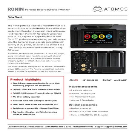 Atomos Ronin Brochure | PDF
