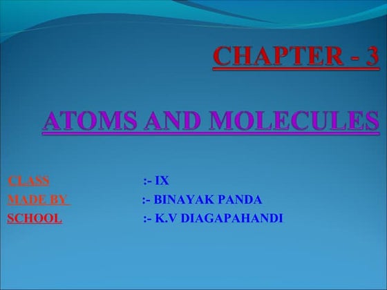 atoms and molecules | PPT | Chemistry | Science