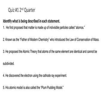 Quiz on different atomic model and proponents | PPTX