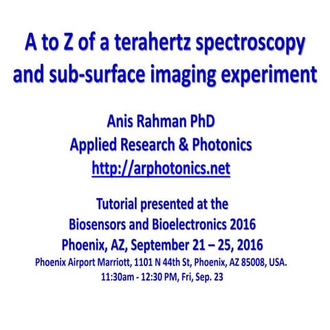 A to Z of a terahertz spectroscopy and imaging experiment_.pdf | Chemistry | Science