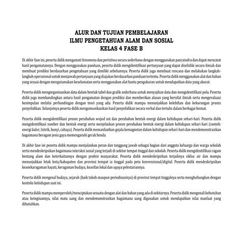 Tujuan pembelajaran kelas 4 SD Kurikulum Merdeka semester 1 | DOCX