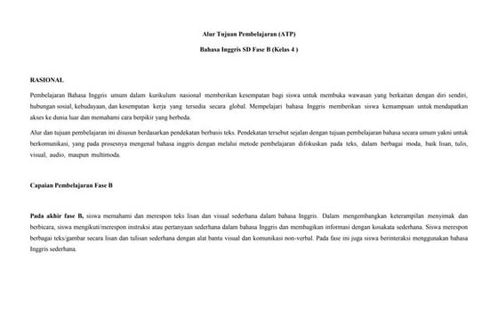 Modul Ajar Bahasa Inggris Kelas 4 Kurikulum Merdeka Pdf