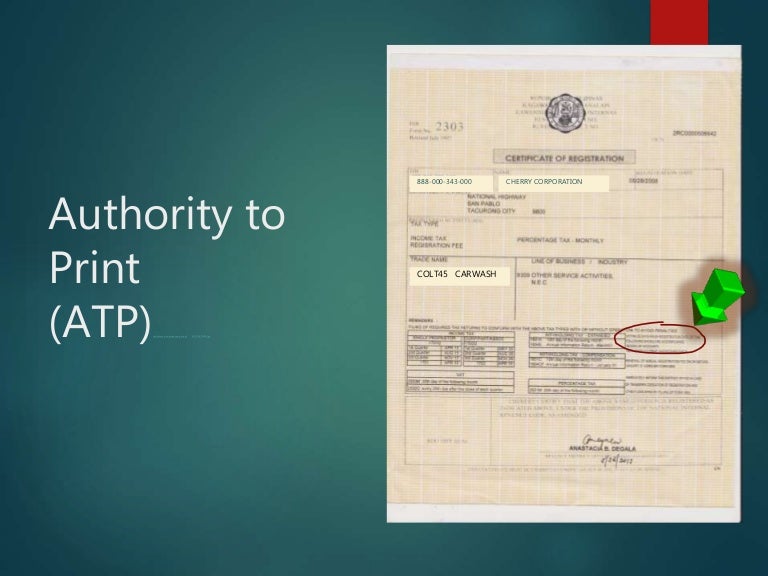 Atp, official receipts, invoices & books of accounts sales, inc…