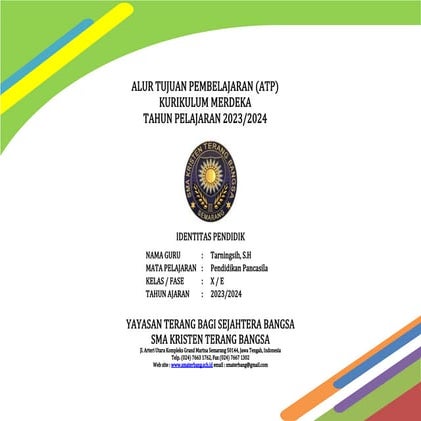 atp ppkn kelas 10 kurikulum merdeka 2023 | PDF
