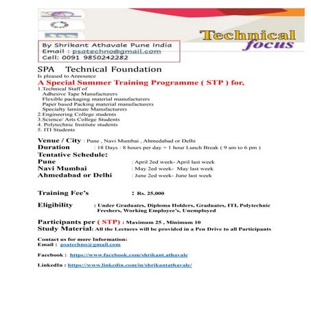 Summer Training Camp on Adhesive Tech | PDF