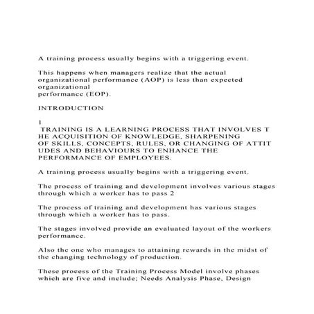 A training process usually begins with a triggering event..docx