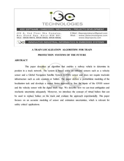 A Train Localization Algorithm For Train Protection Systems Of The